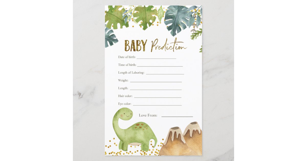 Dinosaur Baby Predictions Card | Zazzle