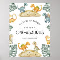 Dinosaur First Birthday Oneasaurus Party Poster | Zazzle