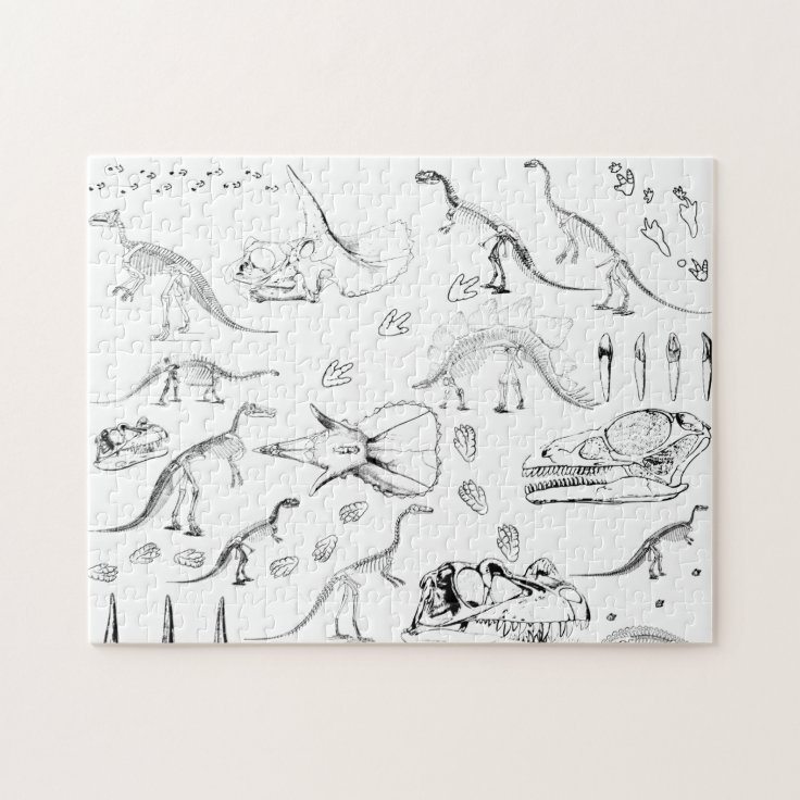 Dinosaur Fossil Bones Pattern Jigsaw Puzzle | Zazzle