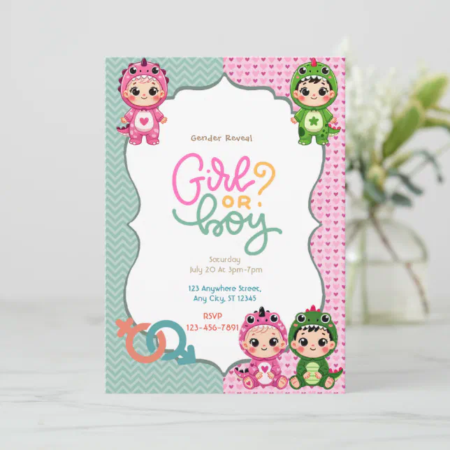 Dinosaur Gender Reveal Invitation | Zazzle