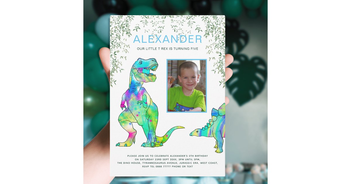Dinosaur Jungle Birthday Party Photo Invitation | Zazzle