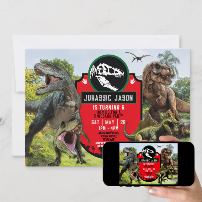 Dinosaur T-Rex Jurassic Birthday Party T-Rex Invitation | Zazzle