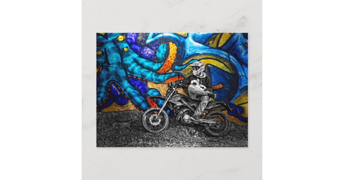 Dirt Bike Graffiti Urban Street Art Postcard | Zazzle