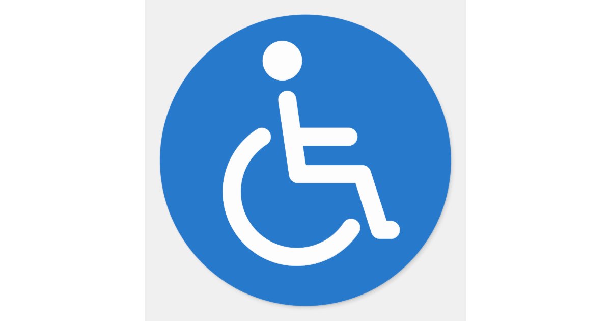 Disabled sign or handicapped symbol blue and white classic round ...