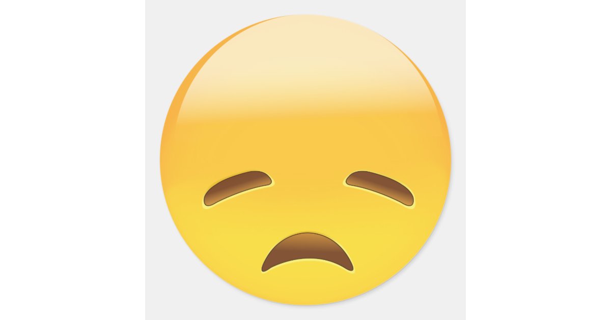 Disappointed Face Emoji Classic Round Sticker | Zazzle