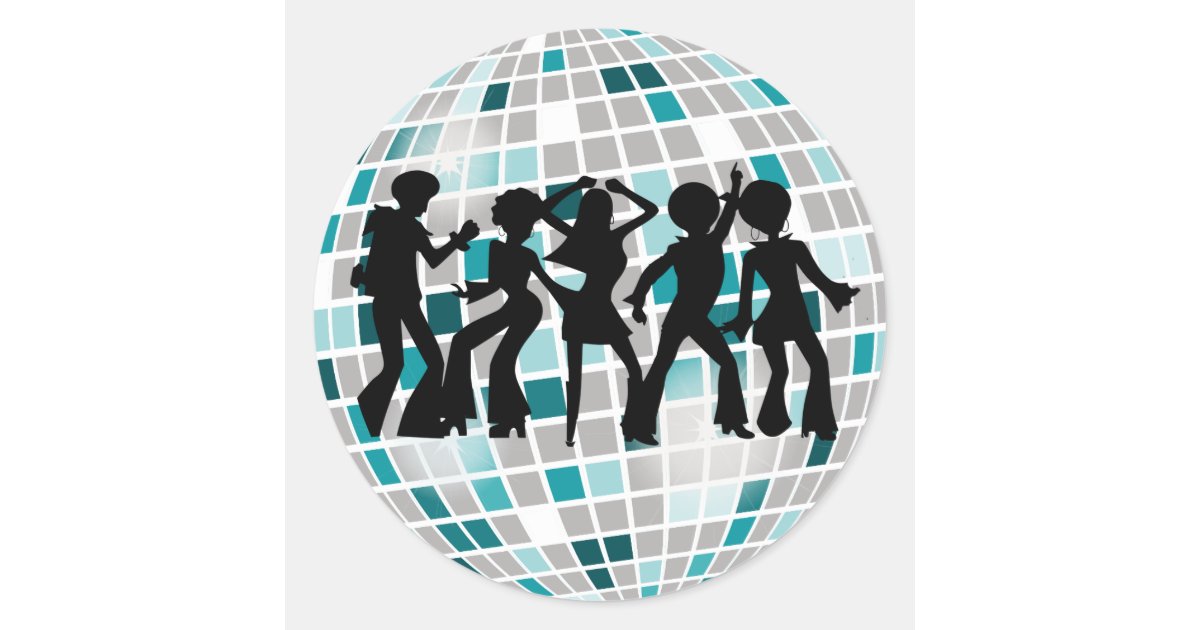 Disco Ball Dancers Birthday Party Stickers | Zazzle
