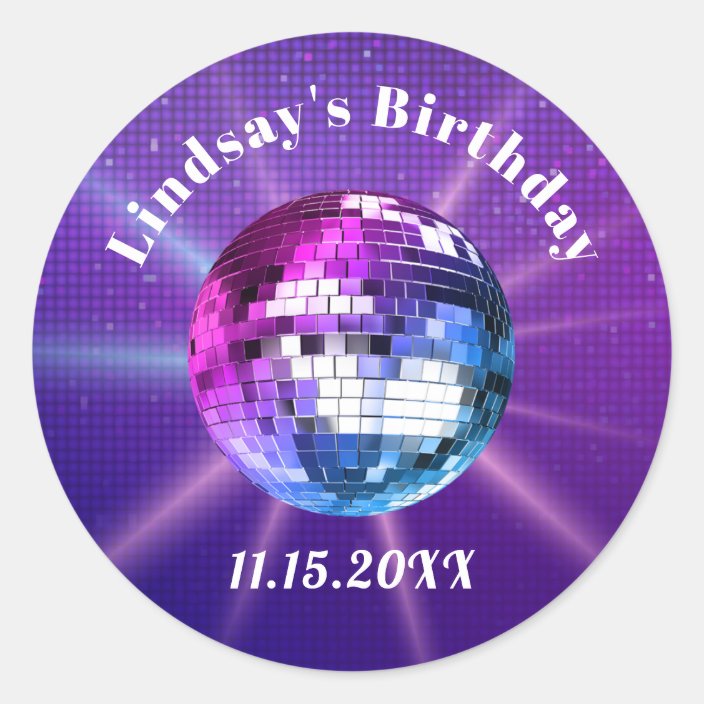 Disco Ball Retro Birthday Classic Round Sticker | Zazzle.co.uk