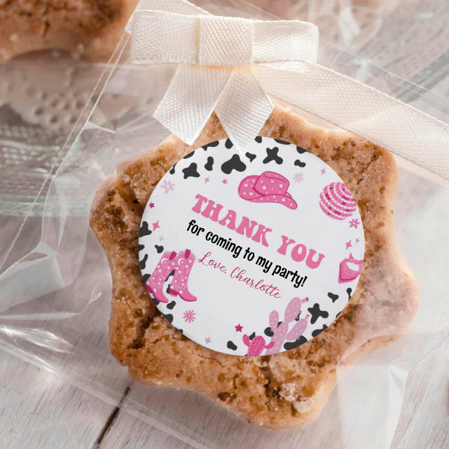 Disco Cowgirl Western Birthday Sticker Labels | Zazzle