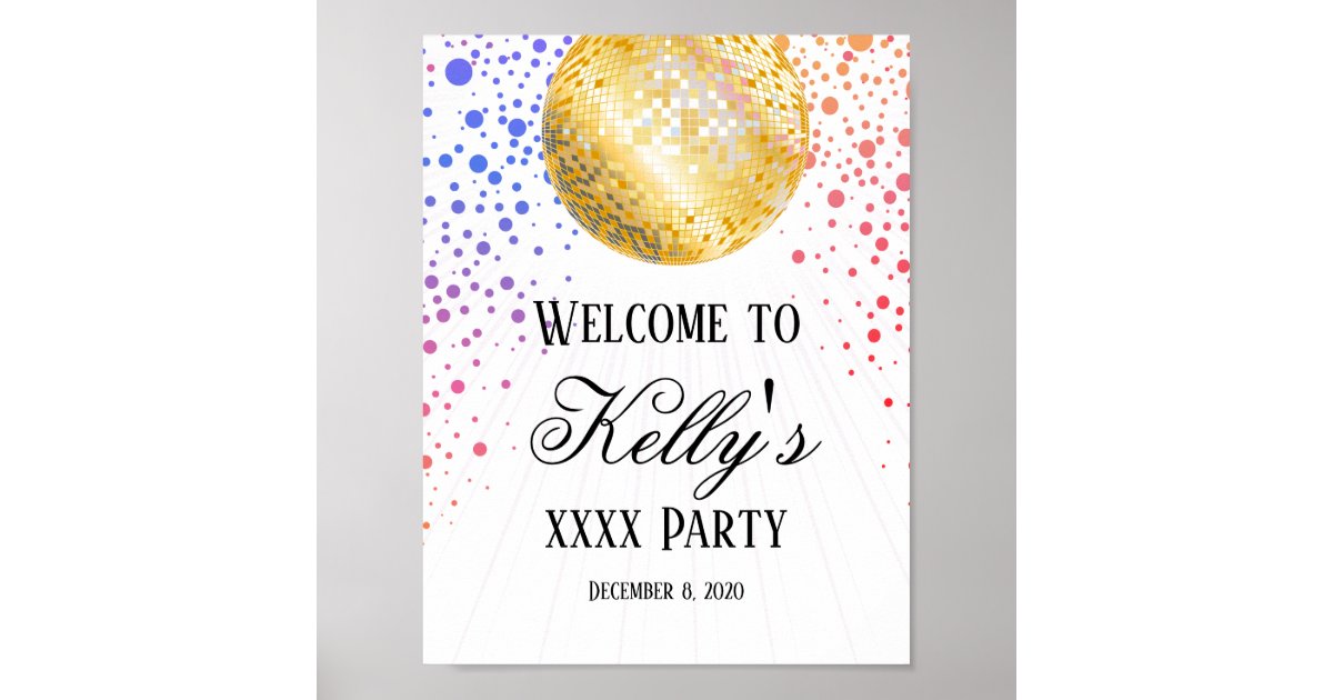 disco party welcome sign | Zazzle