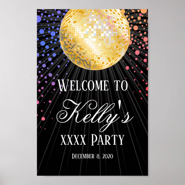 disco party welcome sign | Zazzle