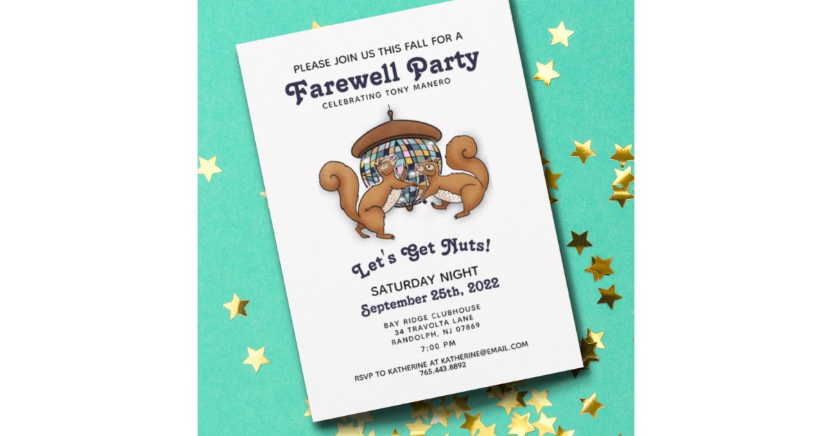 Disco Squirrels Farewell Party Invitation | Zazzle