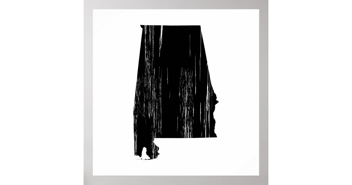 Distressed Alabama State Outline Poster | Zazzle