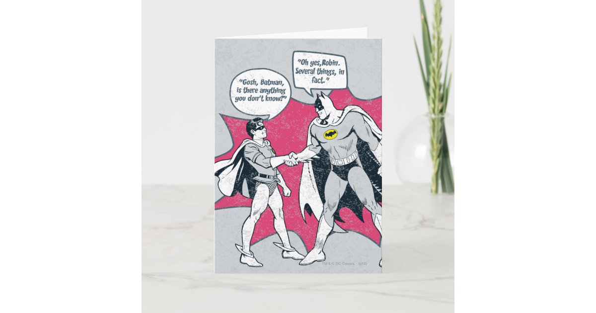Distressed Batman And Robin Handshake Card | Zazzle