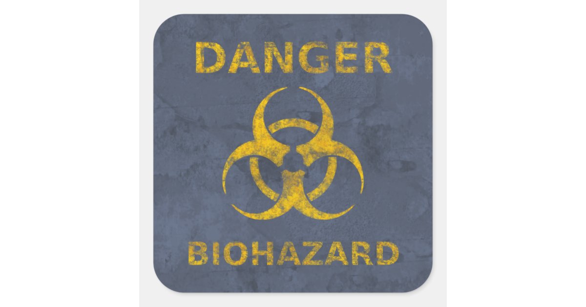 Distressed Biohazard Warning Sign Square Sticker | Zazzle