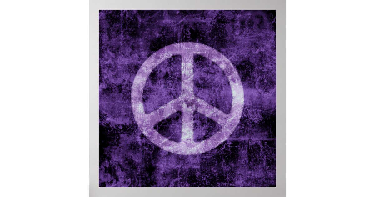 Distressed Purple Peace Sign Poster | Zazzle