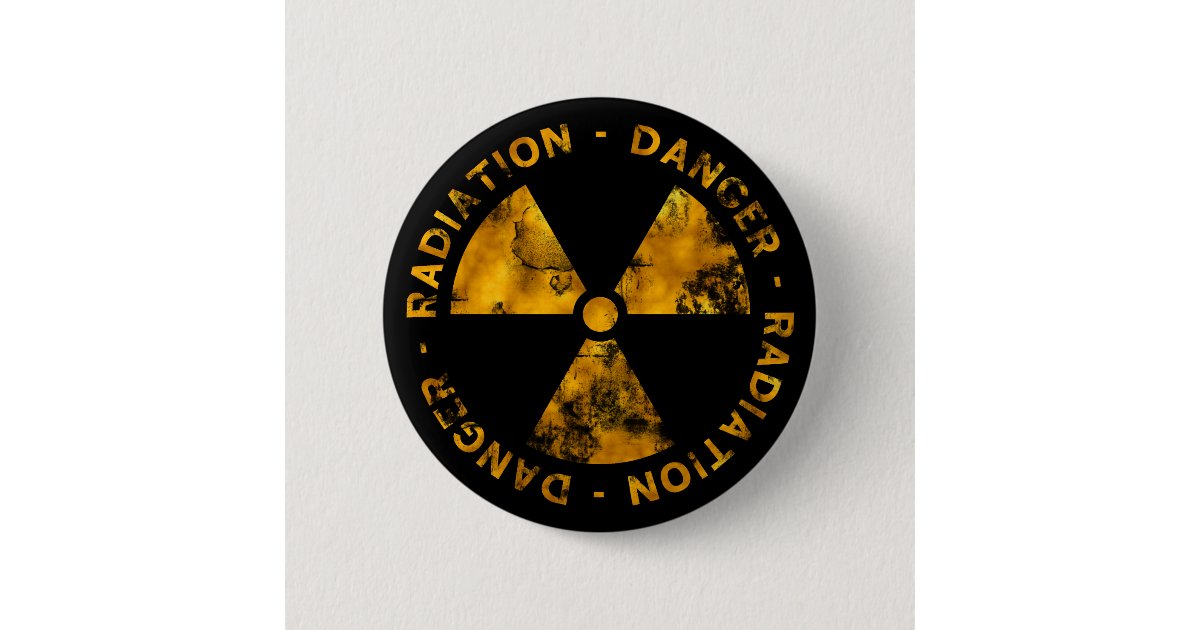Distressed Radiation Symbol Button | Zazzle
