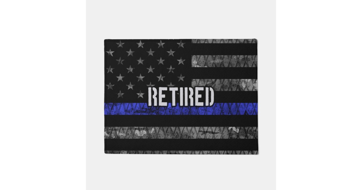 Distressed Retired Police Flag Doormat | Zazzle