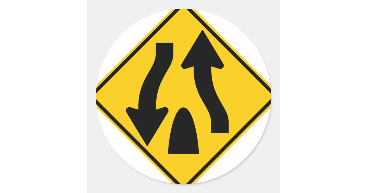 Divided Highway Ends Highway Sign Classic Round Sticker | Zazzle