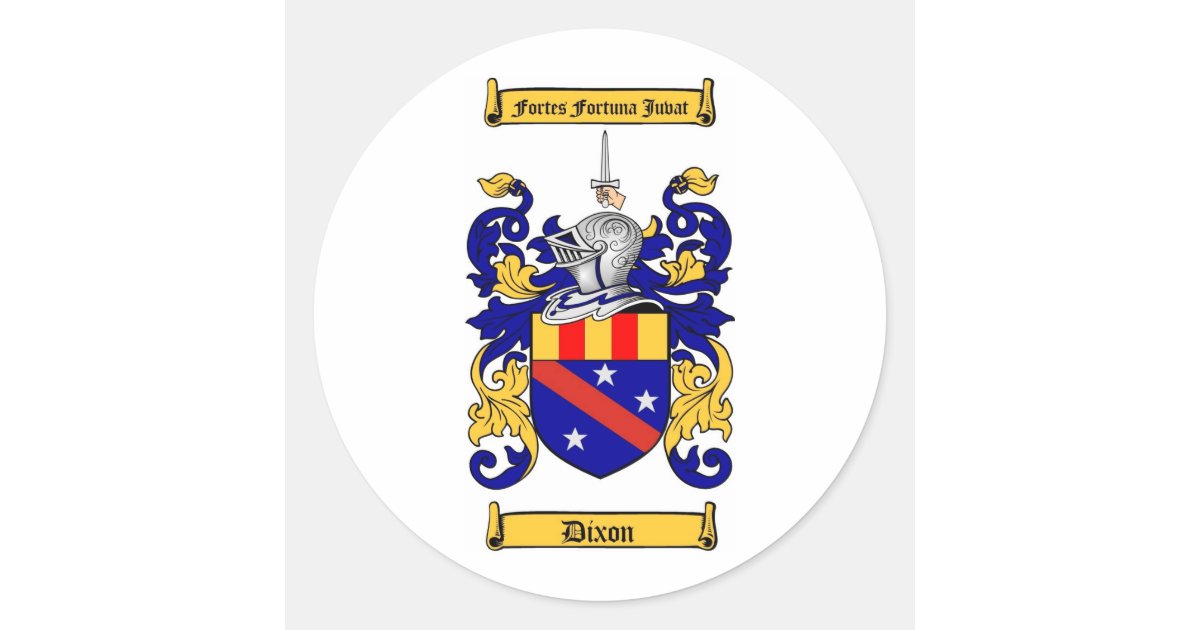 DIXON FAMILY CREST - DIXON COAT OF ARMS CLASSIC ROUND STICKER | Zazzle
