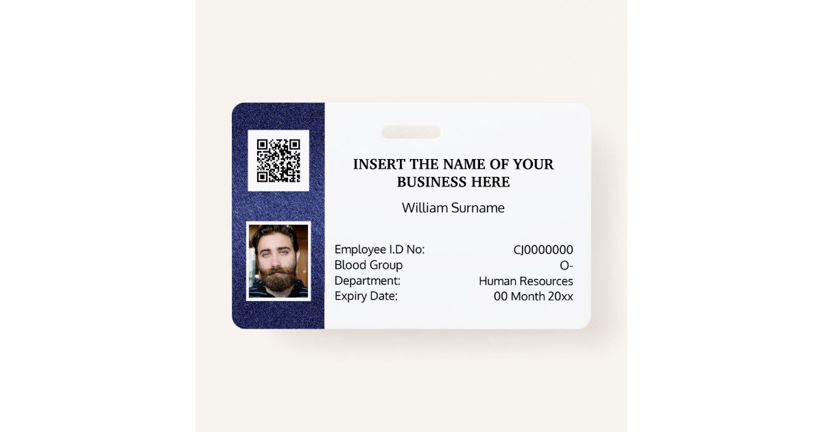 DIY ID card classic simple photo logo NO barcode ID Badge | Zazzle