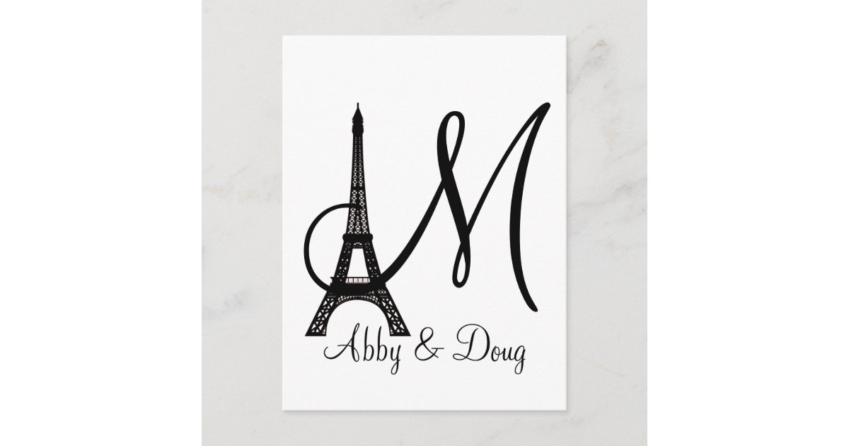 DIY Monogram Eiffel tower design Postcard | Zazzle