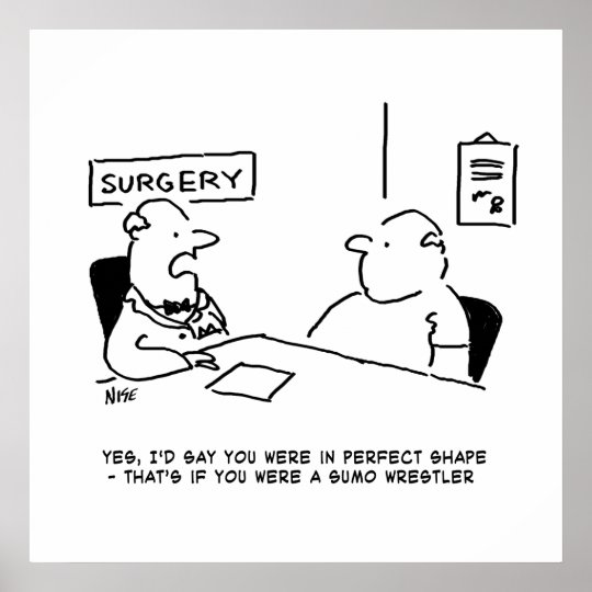 Doctor and Patient Overweight Obesity Sumo Cartoon Poster | Zazzle.co.uk