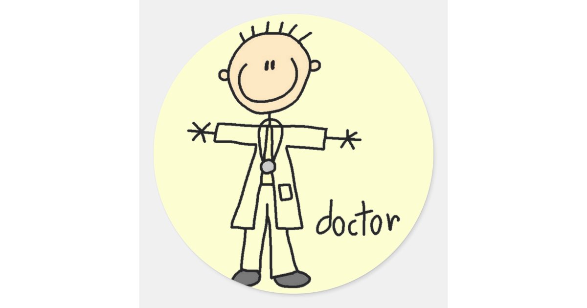 Doctor Stick Figure Classic Round Sticker | Zazzle