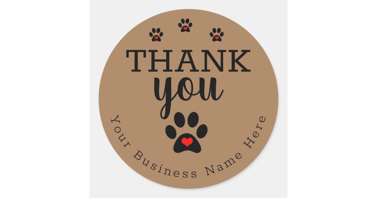 Dog Paw Custom Thank You Stickers | Zazzle