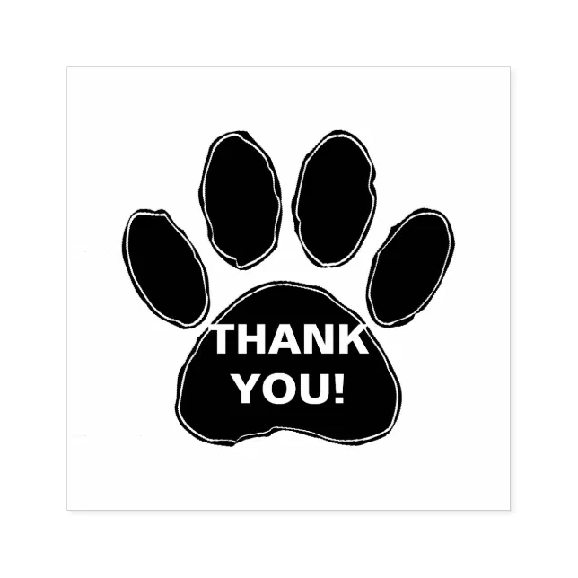 Dog Paw Print With Thank You Message Rubber Stamp | Zazzle
