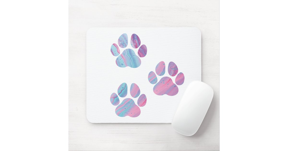 Dog Paw Prints - Colorful Paint Swirls Mouse Mat | Zazzle
