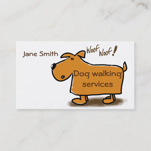 Dog walking business card cartoon dog | Zazzle