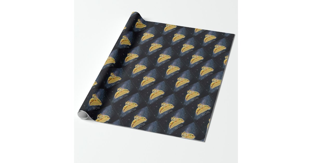 doge space taco meme wrapping paper | Zazzle