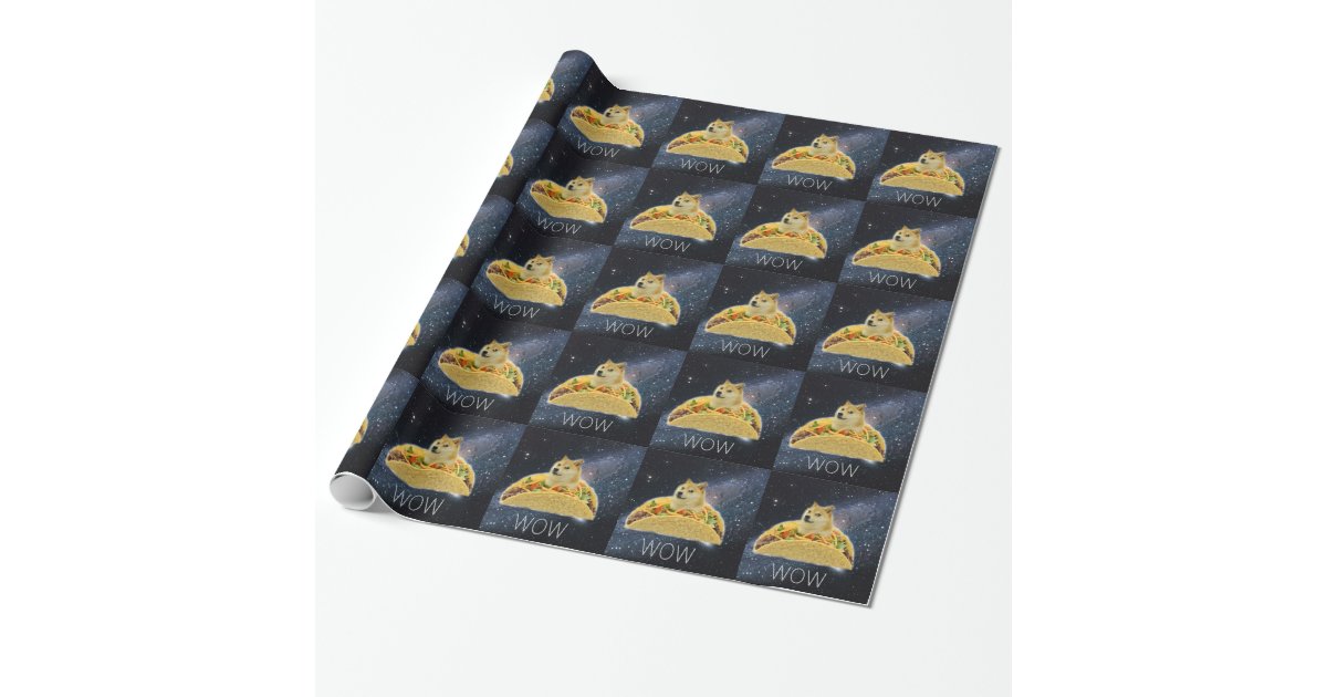 doge space taco meme wrapping paper | Zazzle