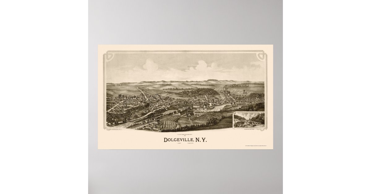 Dolgeville, NY Panoramic Map - 1890 Poster | Zazzle