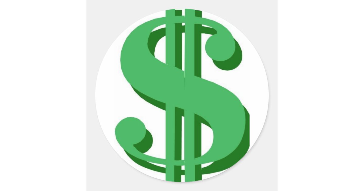 $ dollar-sign classic round sticker | Zazzle