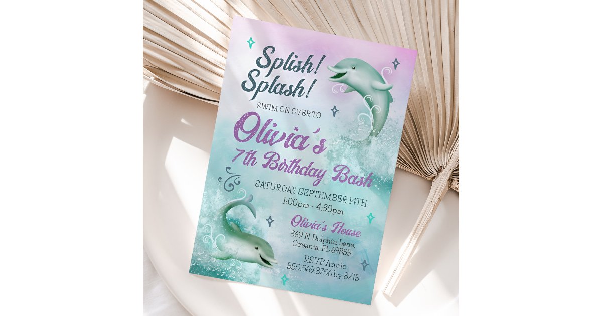Dolphin Invitation, Dolphin Birthday Invitation | Zazzle