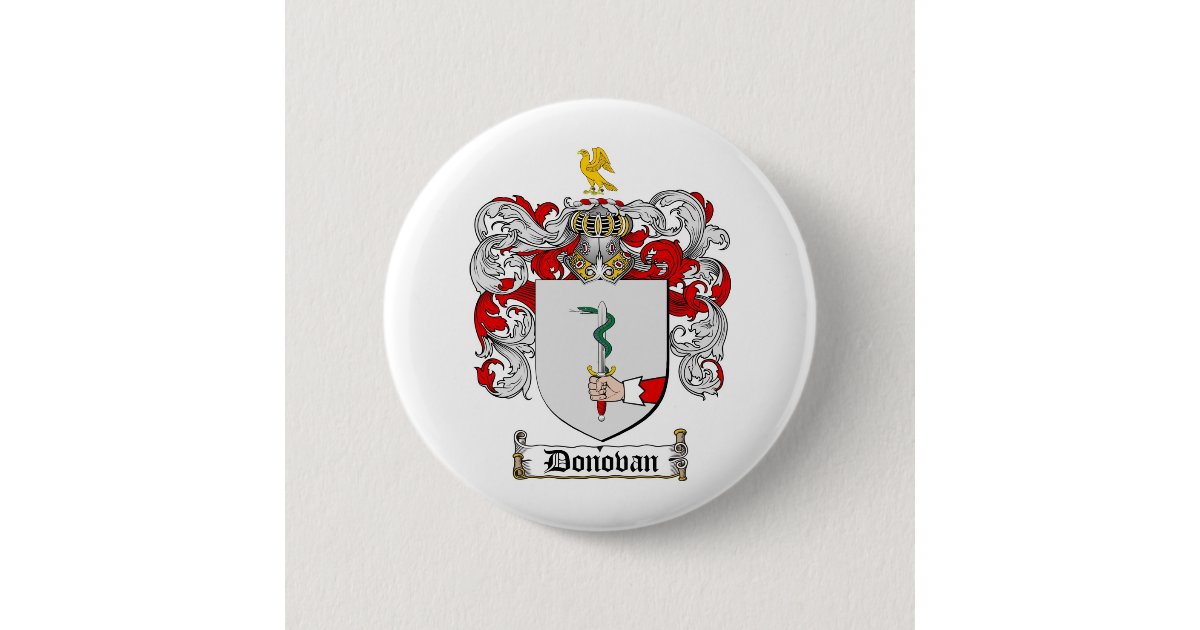 DONOVAN FAMILY CREST - DONOVAN COAT OF ARMS 6 CM ROUND BADGE | Zazzle