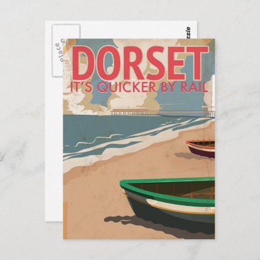 Dorset, England Vintage locomotive Travel Poster Postcard | Zazzle