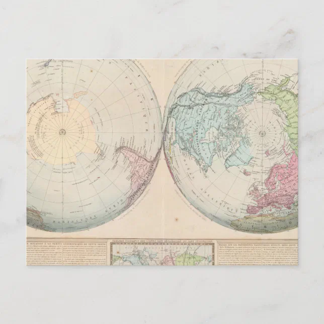 Double Hemisphere Map of the World Postcard | Zazzle