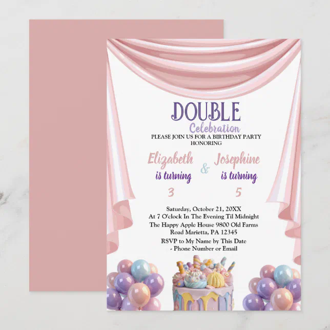 Double joint Celebration Birthday party for kids Invitation | Zazzle