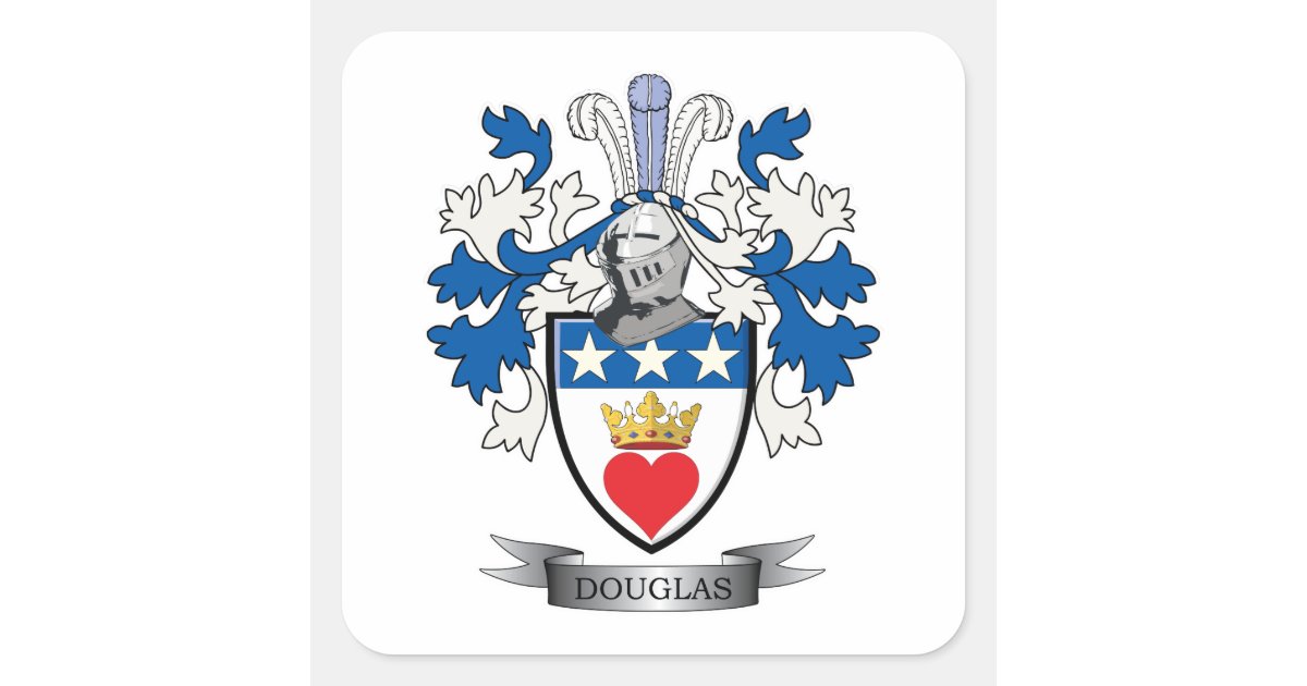 Douglas Family Crest Coat of Arms Square Sticker | Zazzle