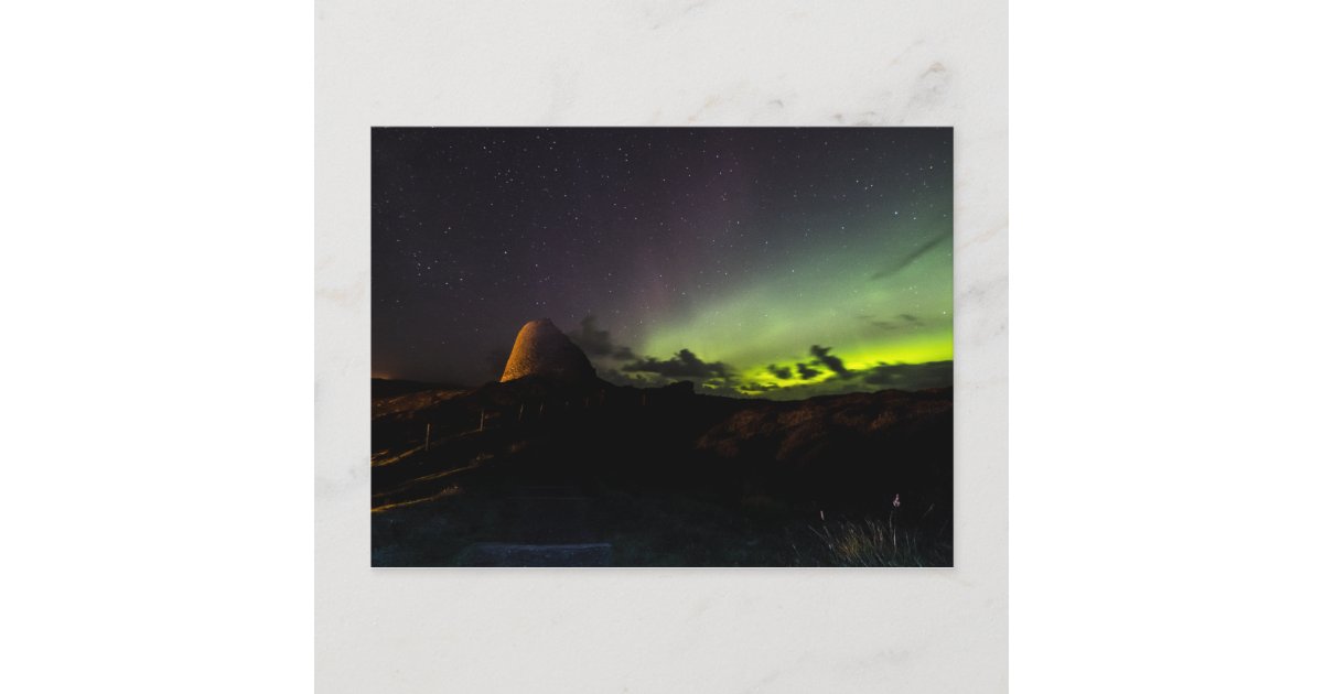Doune Broch, Isle of Lewis and Aurora postcard | Zazzle