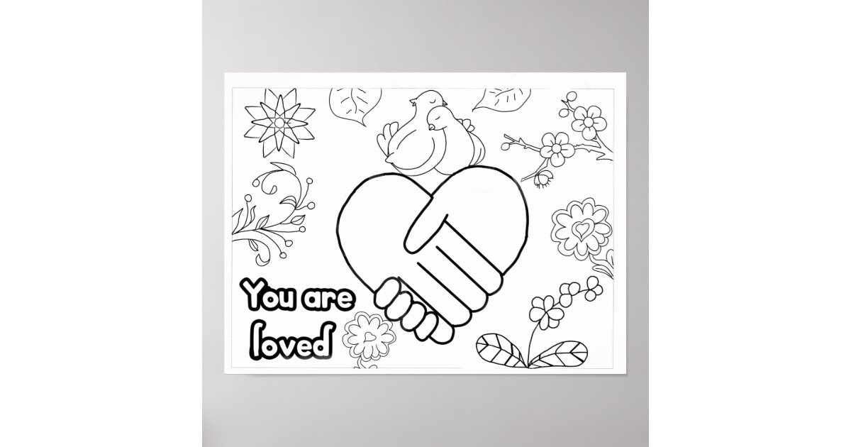 Dove you are loved wellness adult colouring poster | Zazzle