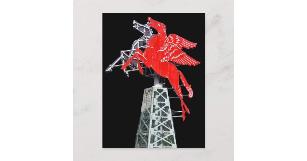 Downtown Dallas Pegasus Neon sign Postcard | Zazzle