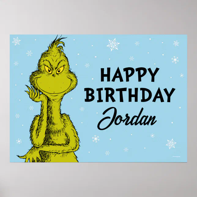 Dr. Seuss | Grinch Winter Birthday Poster | Zazzle