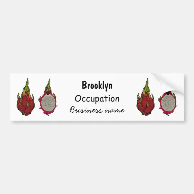 Dragon fruit cartoon illustration bumper sticker | Zazzle