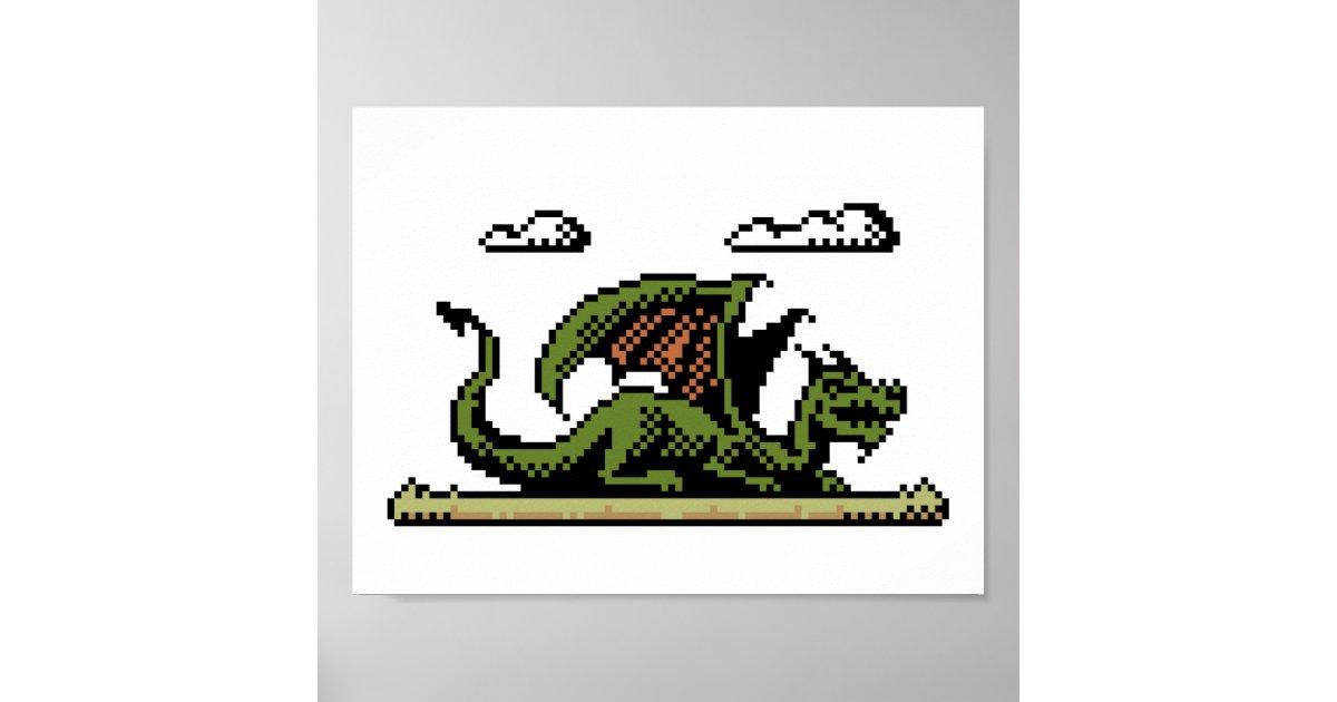 Dragon Platform 8-Bit Pixel Art Poster | Zazzle