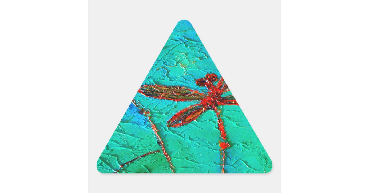 Dragonfly Dance Triangle Sticker | Zazzle