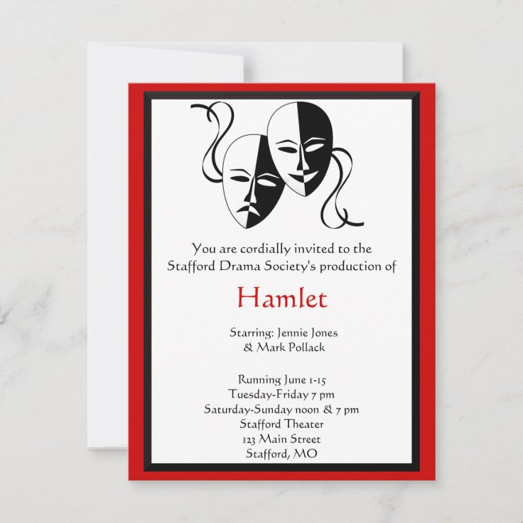 Drama and Theatre Invitation | Zazzle