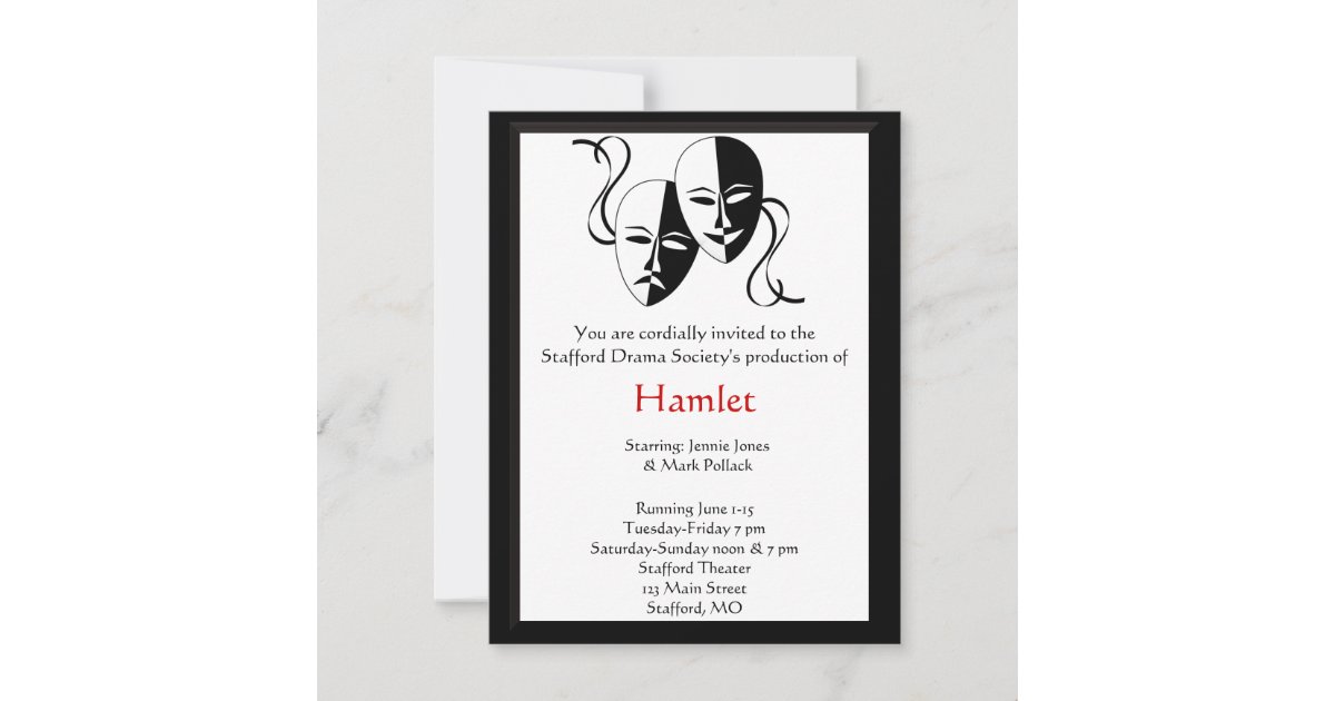 Drama and Theatre Invitation | Zazzle